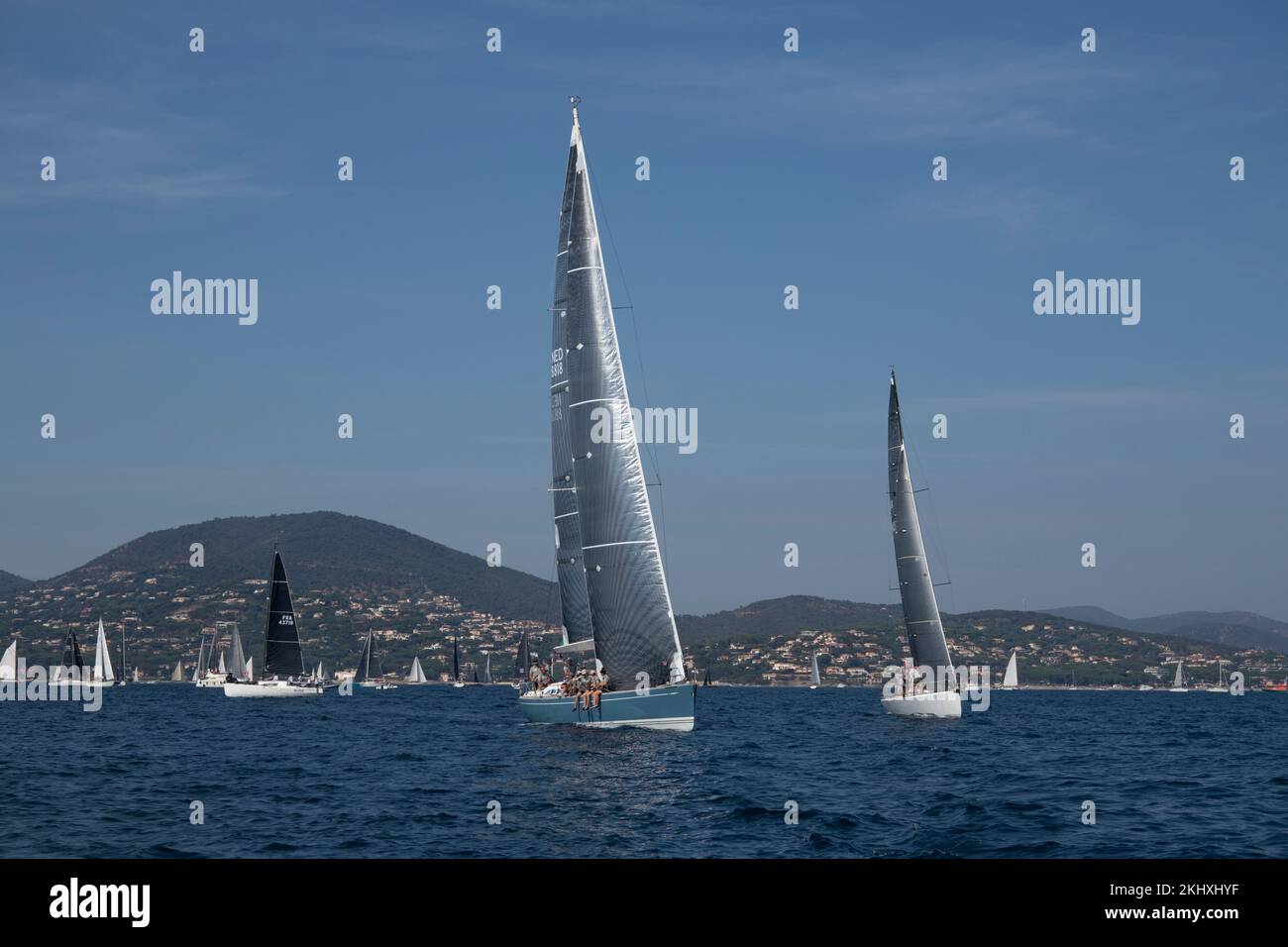 Sail boats racing for Voiles de Saint-Tropez, in French Riviera, France ...