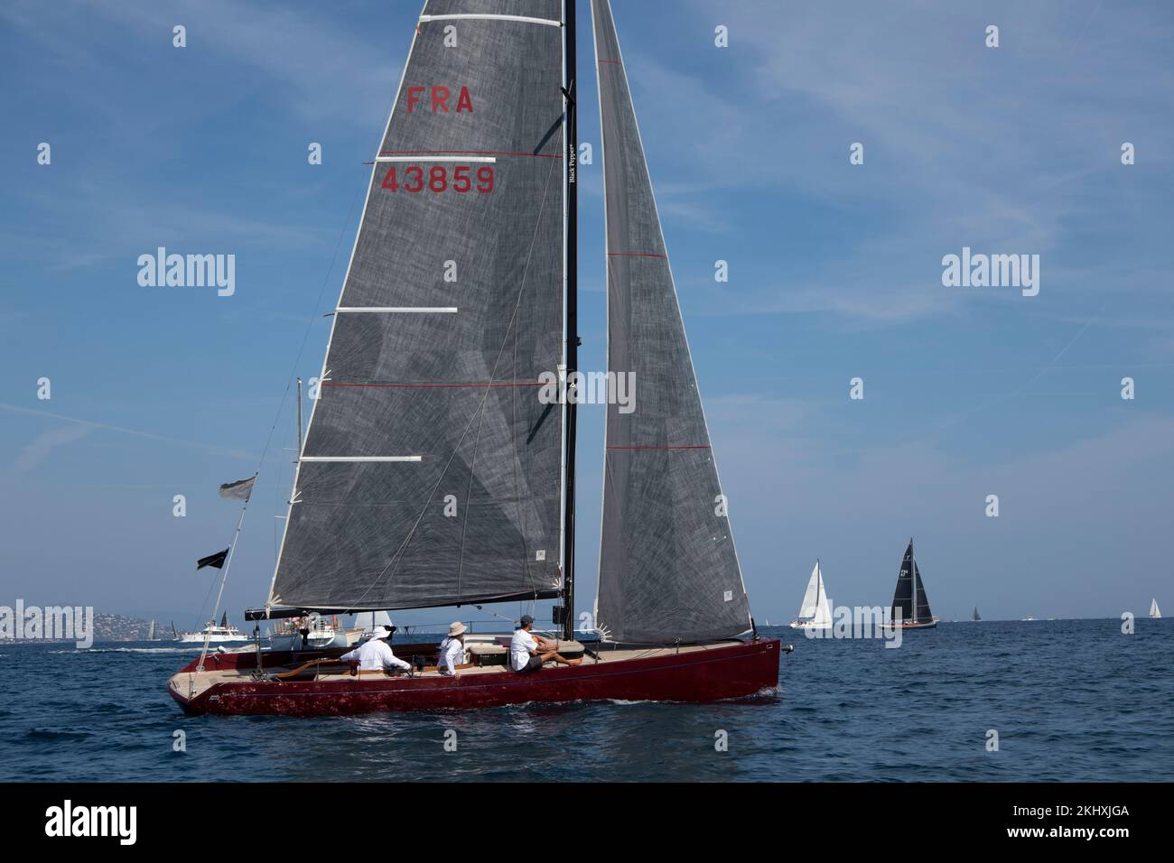 Sail boats racing for Voiles de Saint-Tropez, in French Riviera, France ...