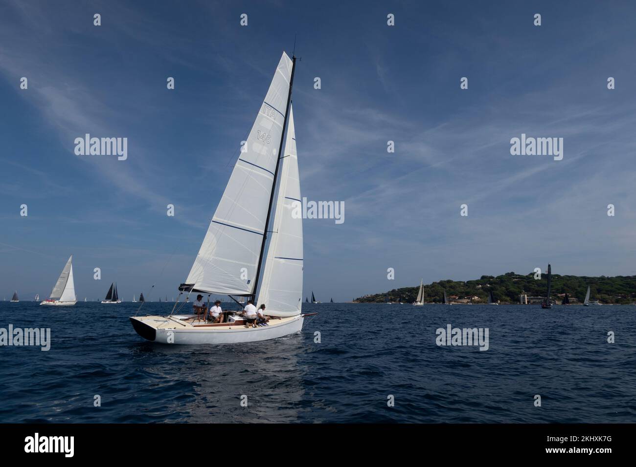 Sail boats racing for Voiles de Saint-Tropez, in French Riviera, France ...
