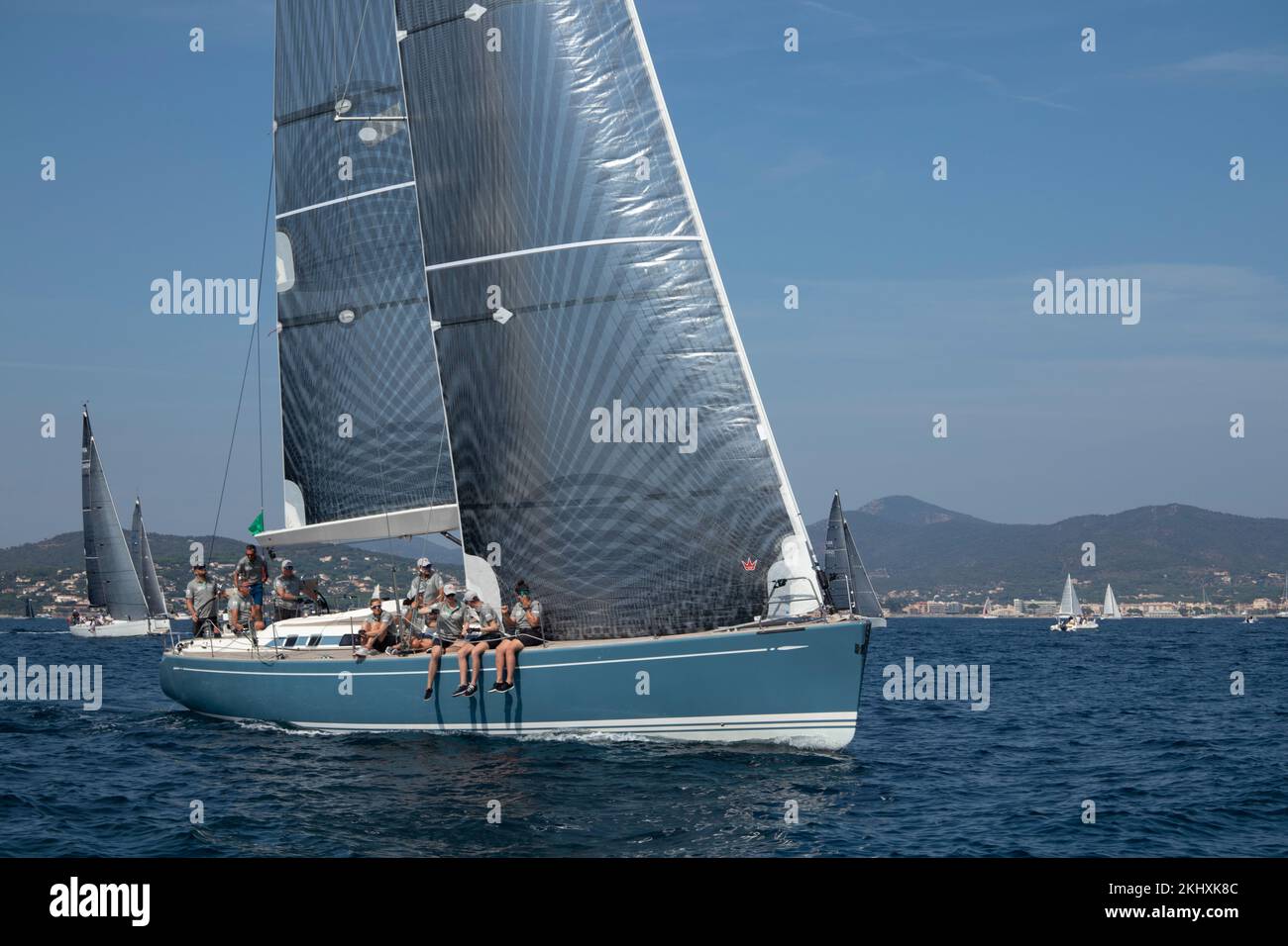 Sail boats racing for Voiles de Saint-Tropez, in French Riviera, France ...