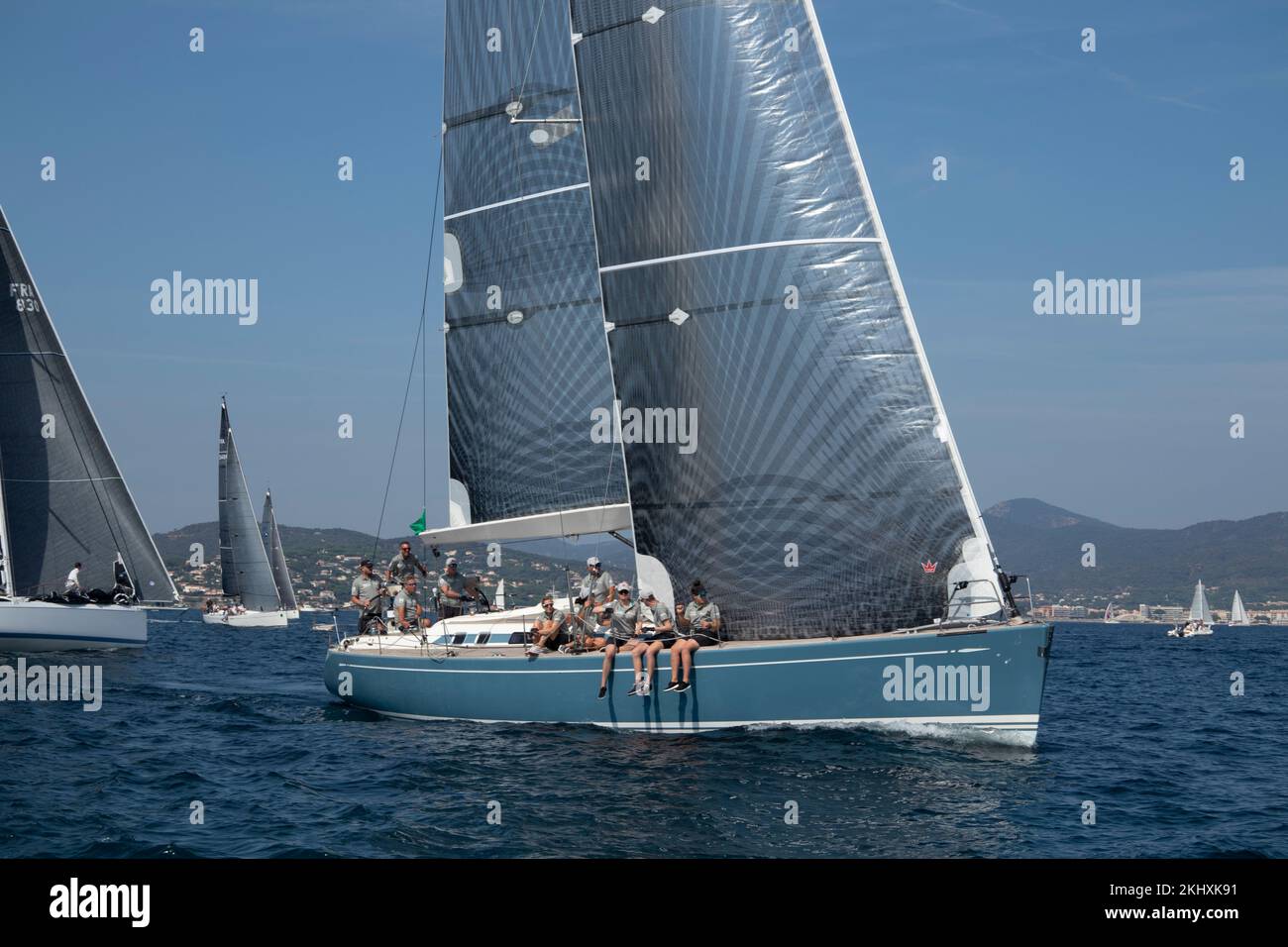 Sail boats racing for Voiles de Saint-Tropez, in French Riviera, France ...