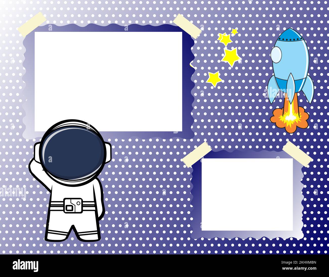 kawaii astronaut kid cartoon picture frame album illustration ...