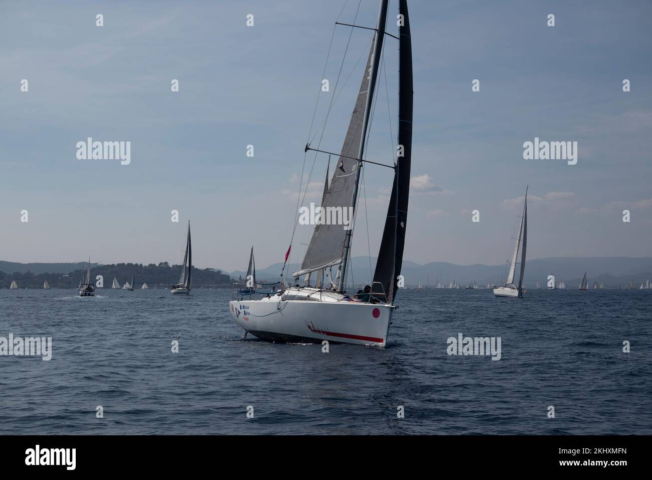 Sail boats racing for Voiles de Saint-Tropez, in French Riviera, France ...