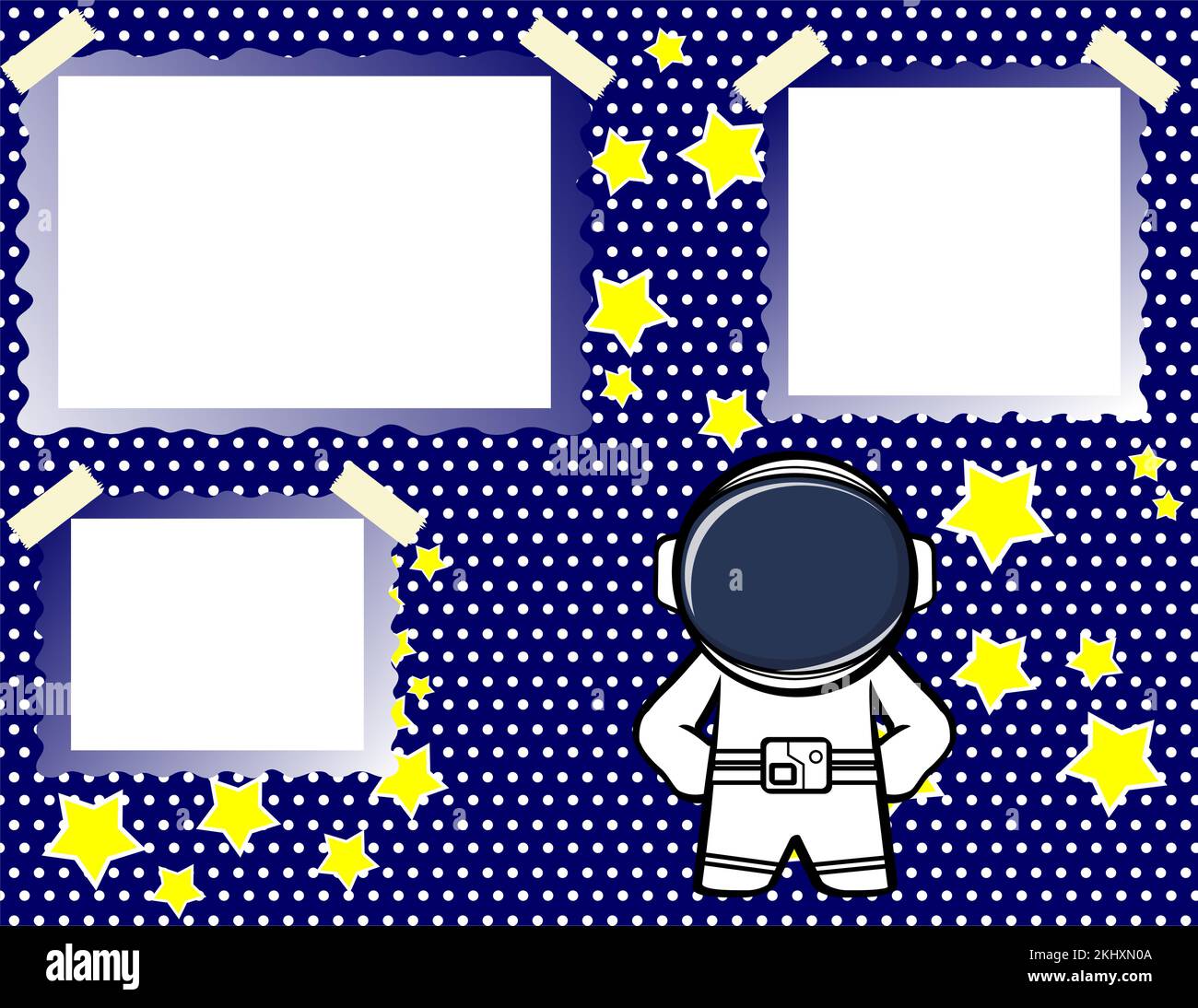 chubby astronaut kid cartoon picture frame album illustration ...