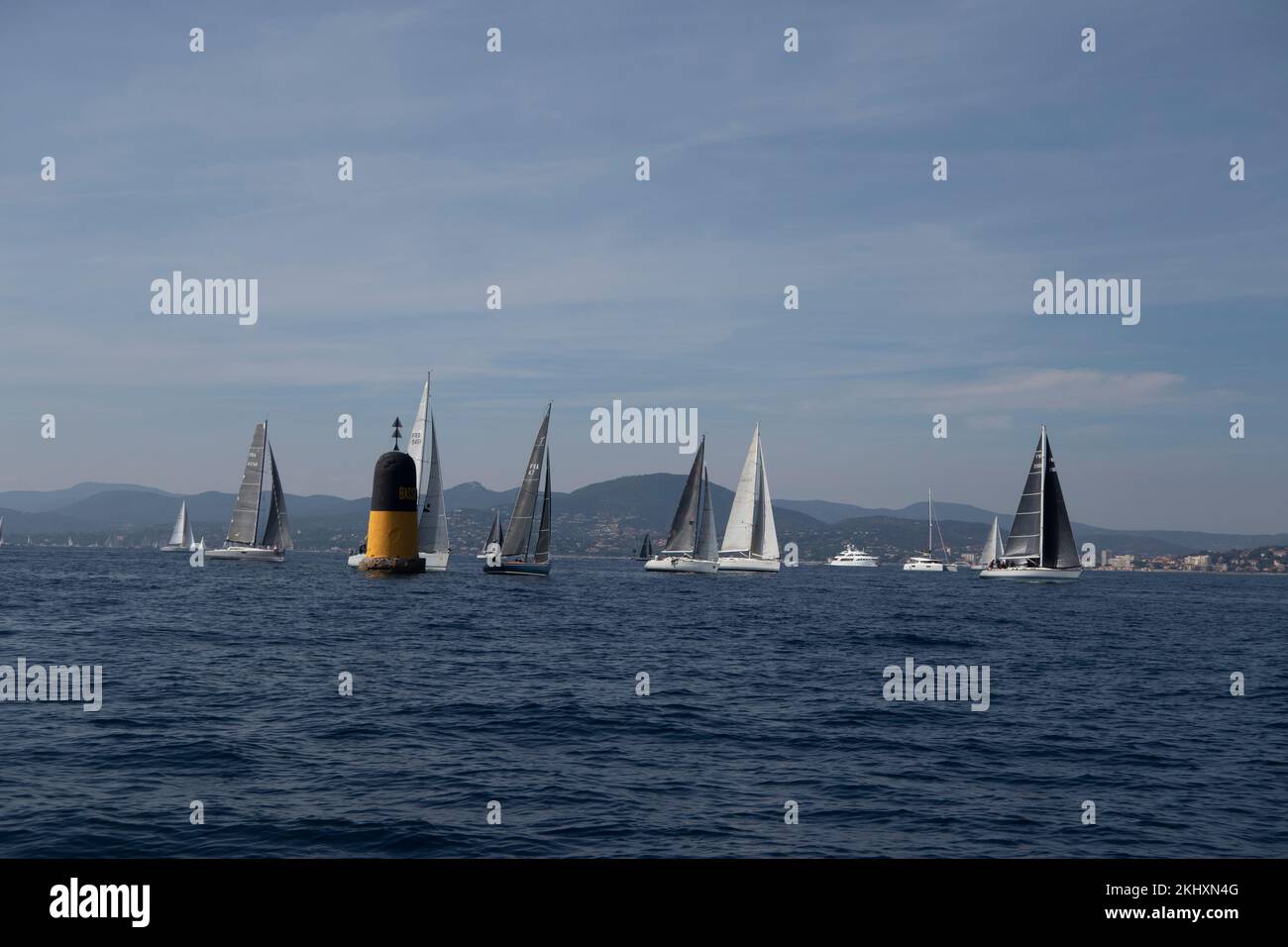 Sail boats racing for Voiles de Saint-Tropez, in French Riviera, France ...