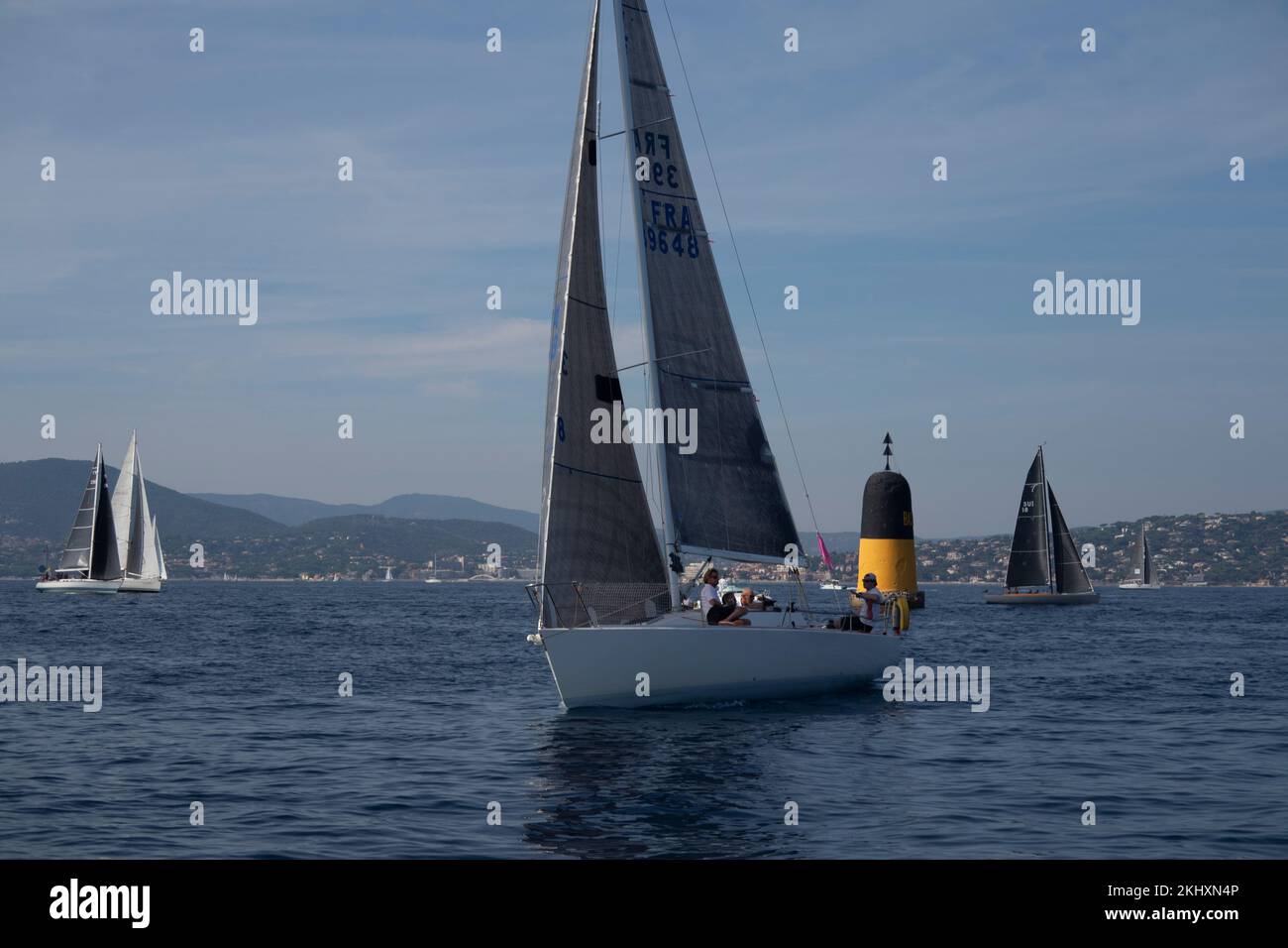 Sail boats racing for Voiles de Saint-Tropez, in French Riviera, France ...