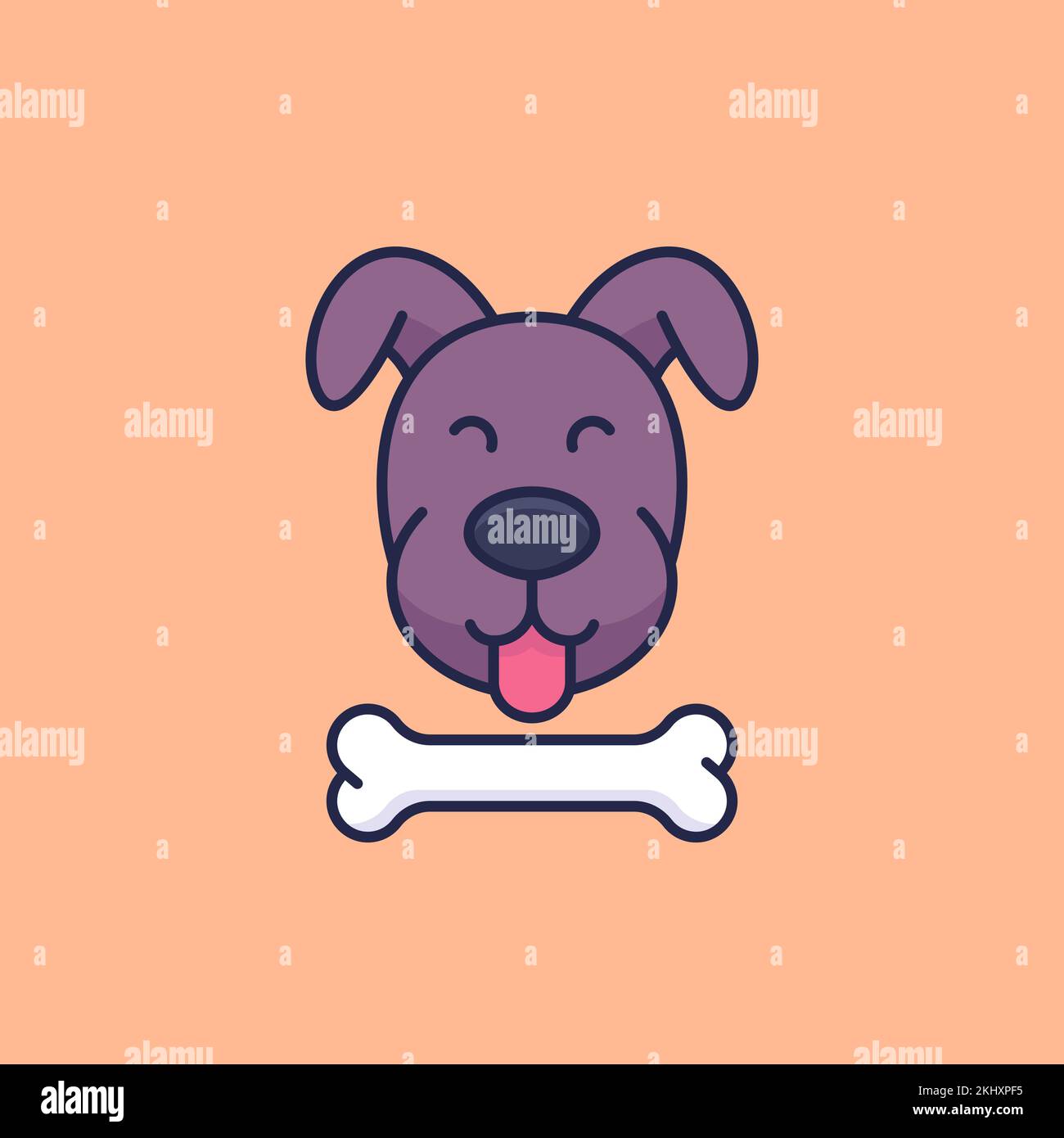 happy dog and bone vector icon Stock Vector Image & Art - Alamy