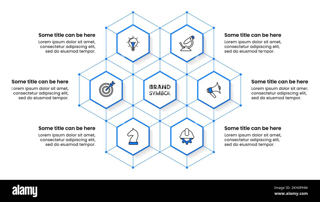 Infographic template with icons and 6 options or steps. Hexagon. Can be ...