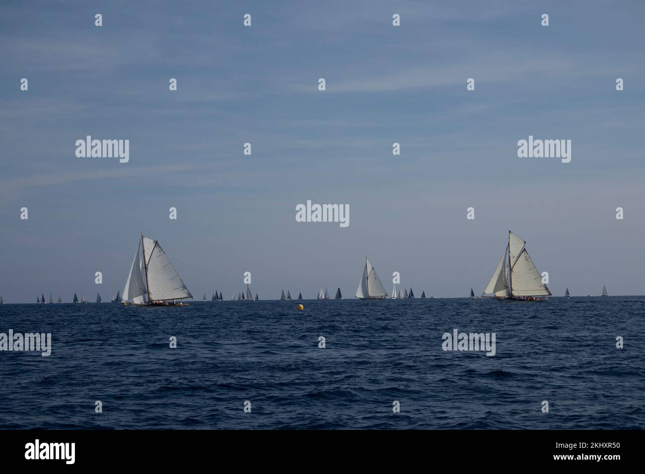 Sail boats racing for Voiles de Saint-Tropez, in French Riviera, France ...