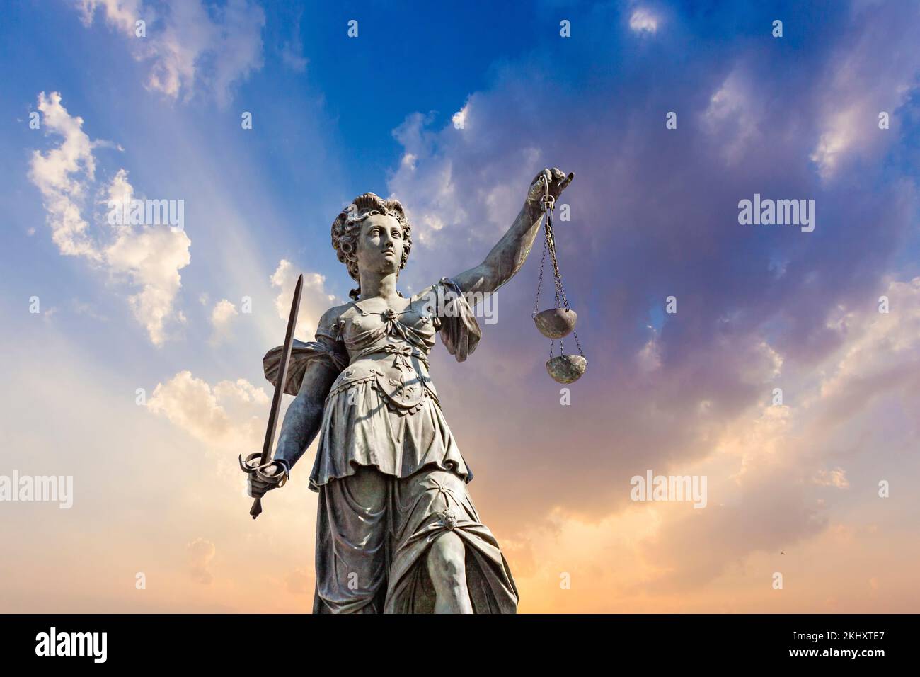 Statue of Lady Justice in front of the Romer in Frankfurt - Germany ...