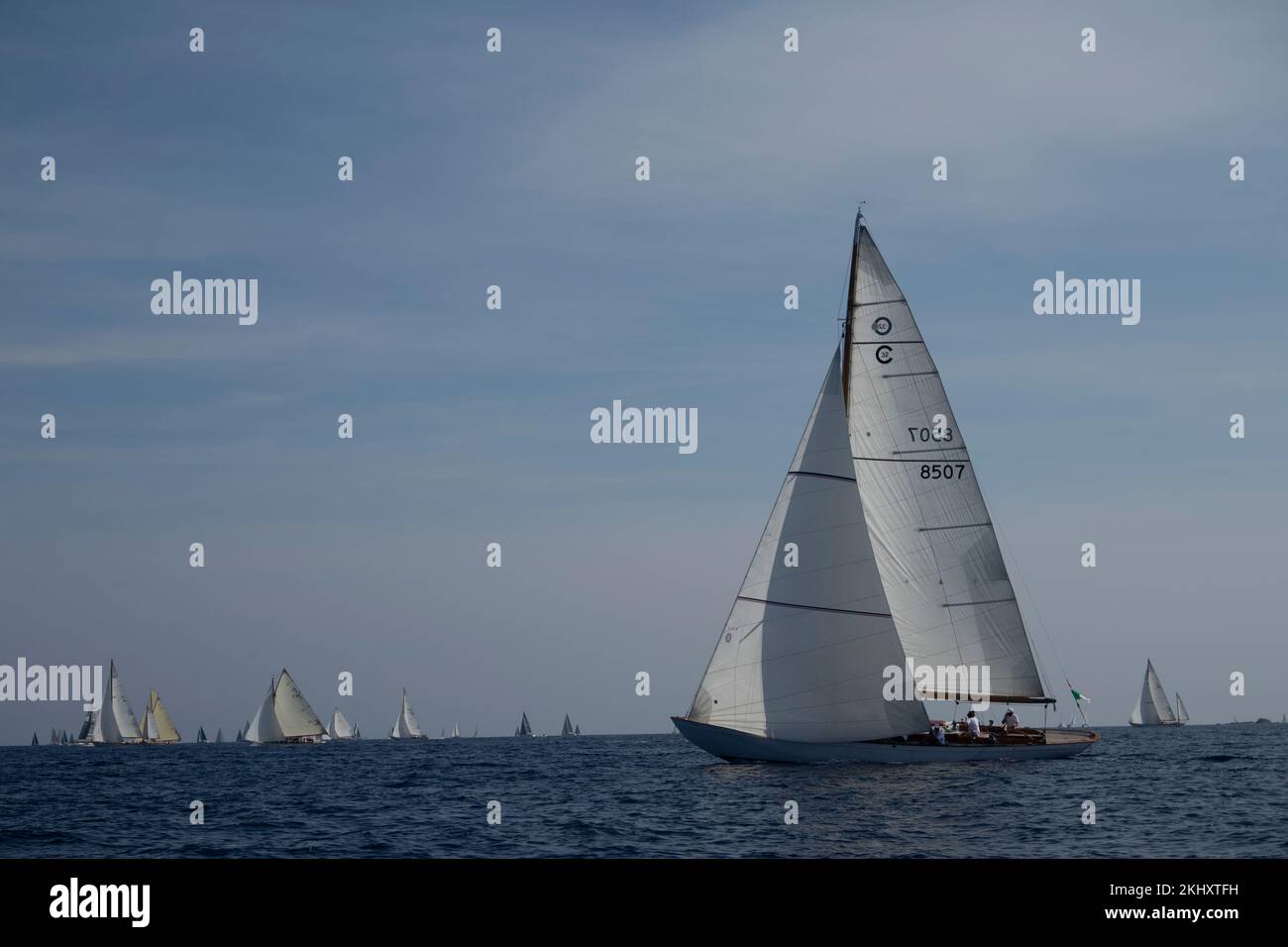 Sail boats racing for Voiles de Saint-Tropez, in French Riviera, France ...