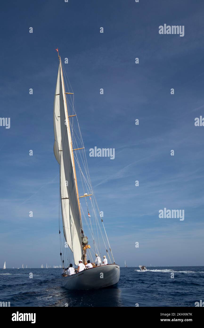 Sail boats racing for Voiles de Saint-Tropez, in French Riviera, France ...