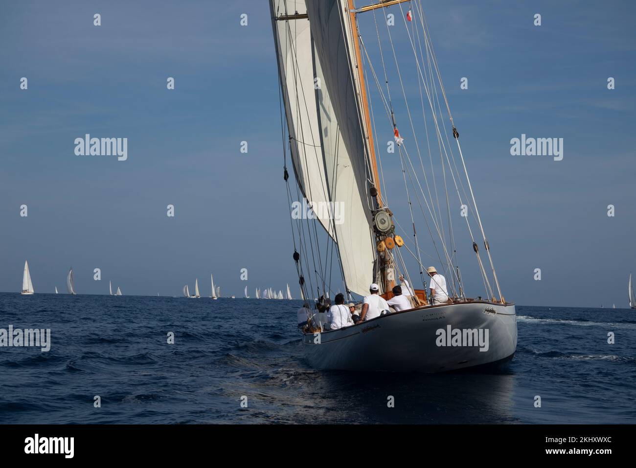 Sail boats racing for Voiles de Saint-Tropez, in French Riviera, France ...