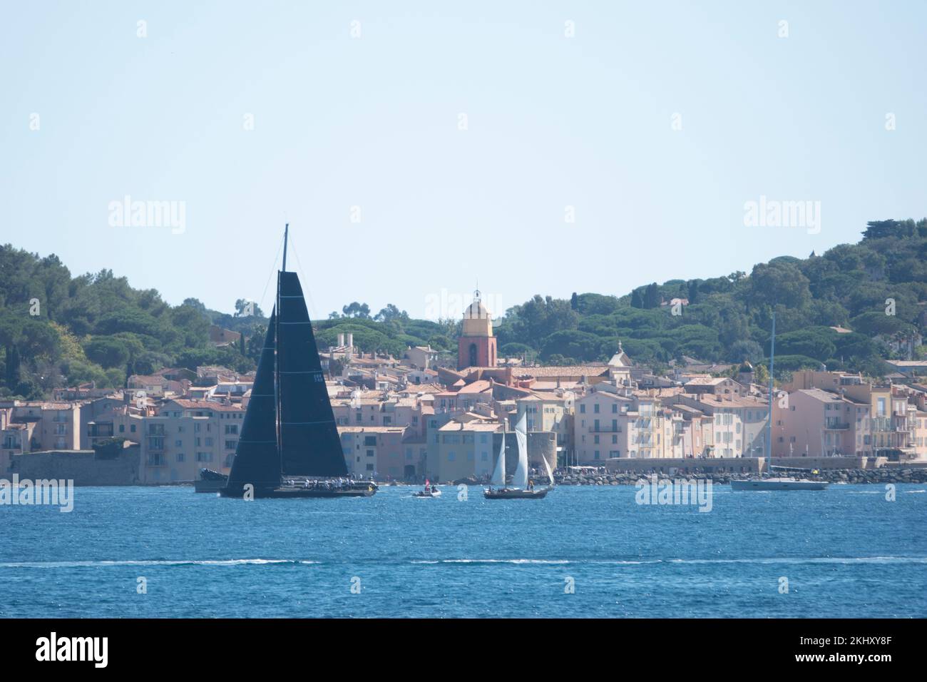 Sail boats racing for Voiles de Saint-Tropez, in French Riviera, France ...