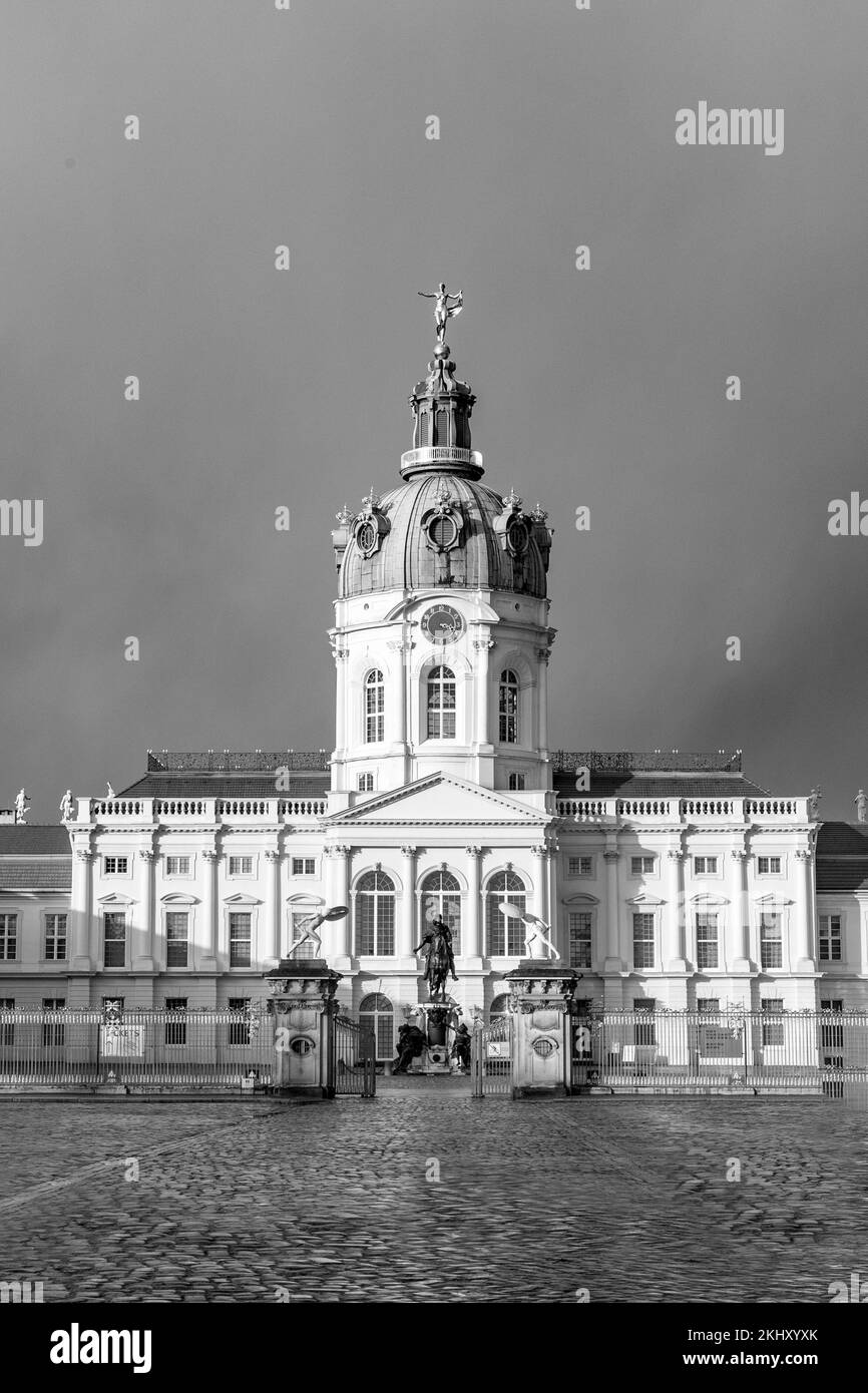 view to castle Charlottenburg in Berlin under dark clouds Stock Photo ...