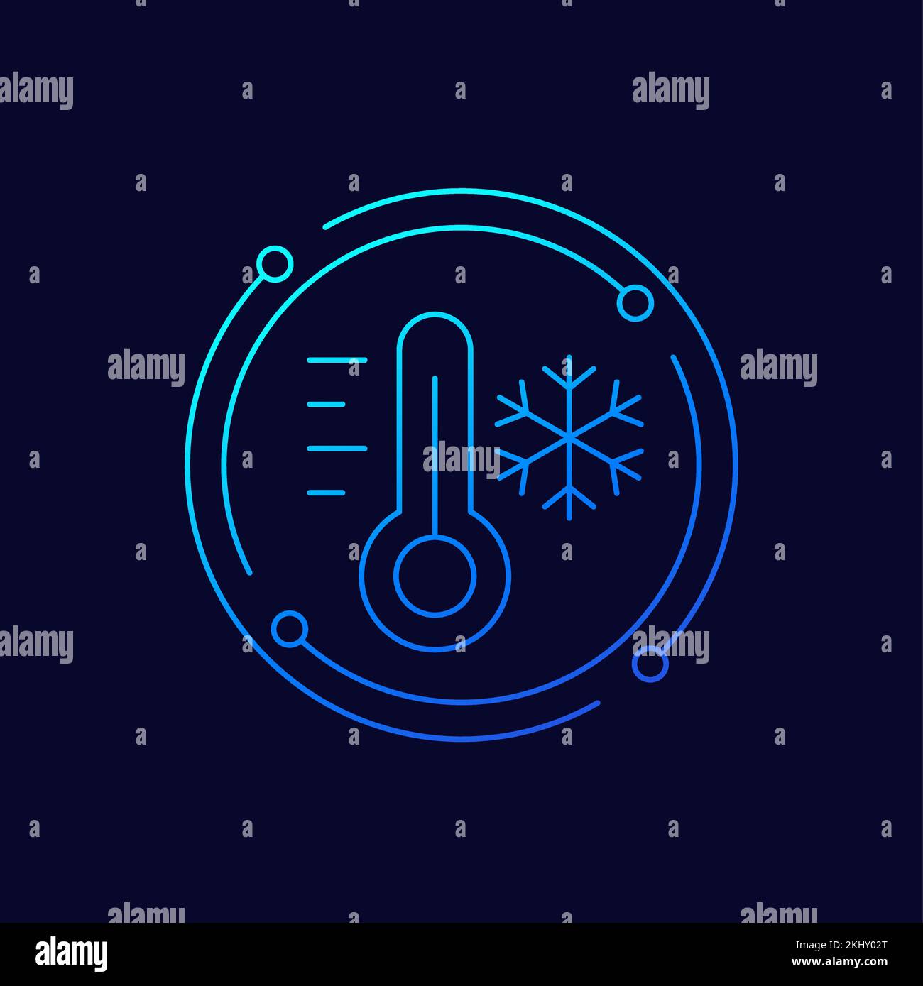low temperature line icon with thermometer, vector Stock Vector Image ...