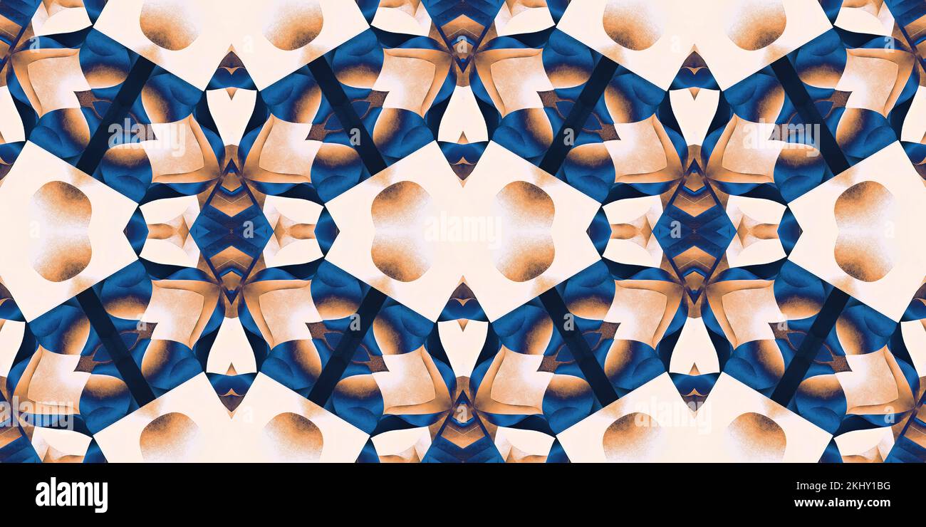 Blue white watercolor azulejo tile border background. Seamless coastal ...