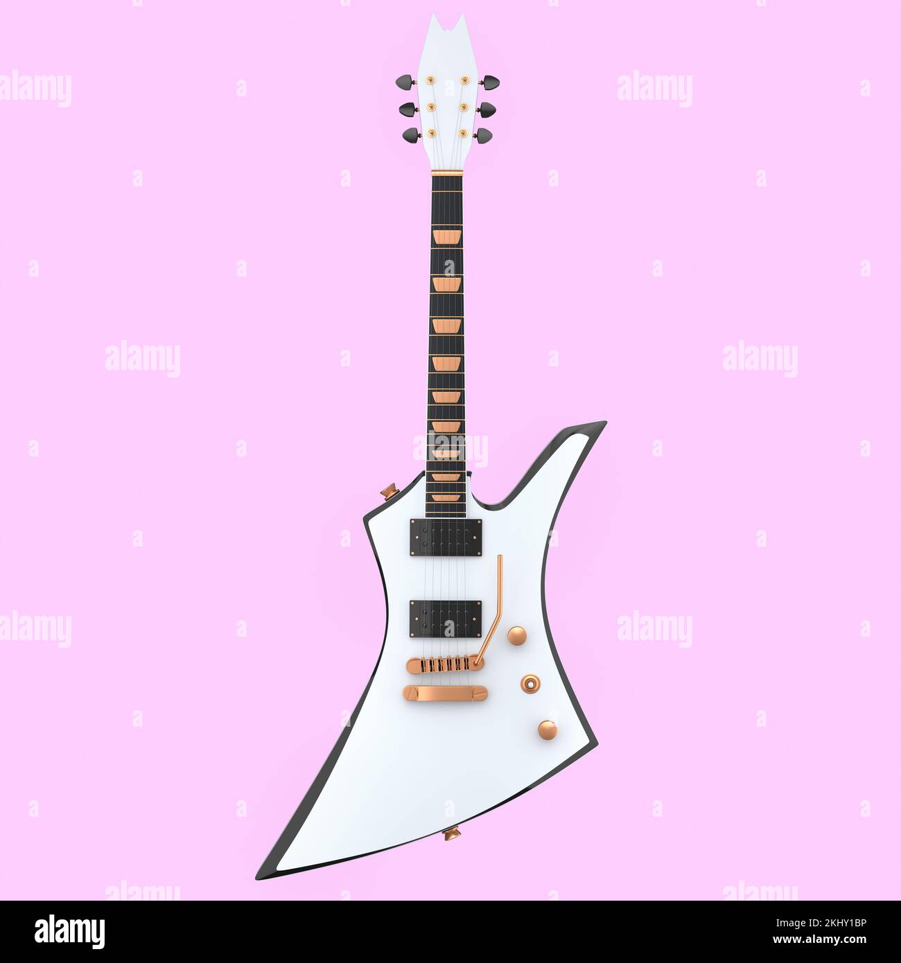 Electric acoustic guitar isolated on pink background. 3d render of ...