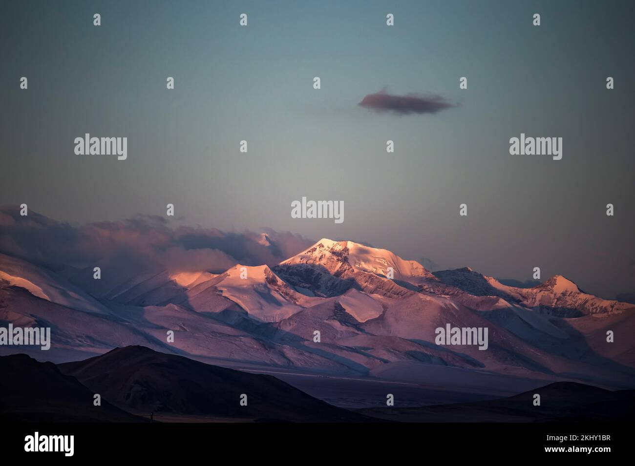 A serene sunrise scenery in the Himalayas in Tibet, China Stock Photo ...