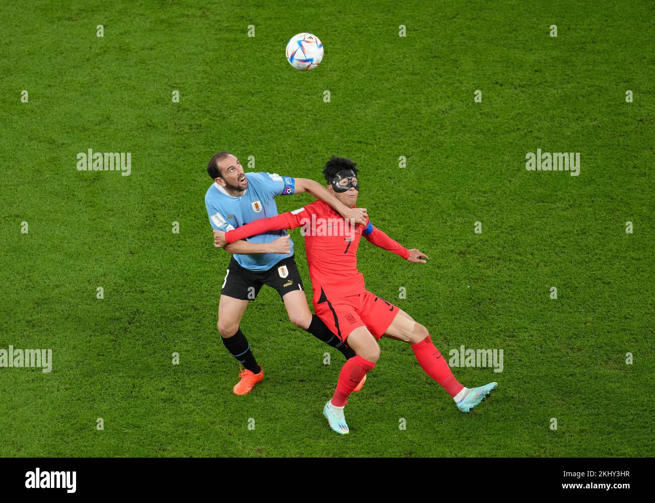 Uruguay's Diego Godin (left) and South Korea's Son Heung-min battle for ...