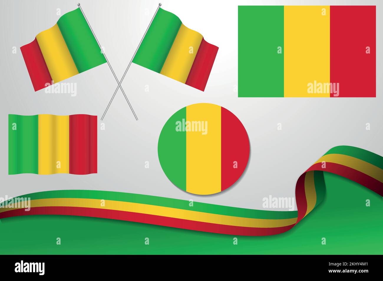 A vector set of different designs of the Malian National Flag in the ...
