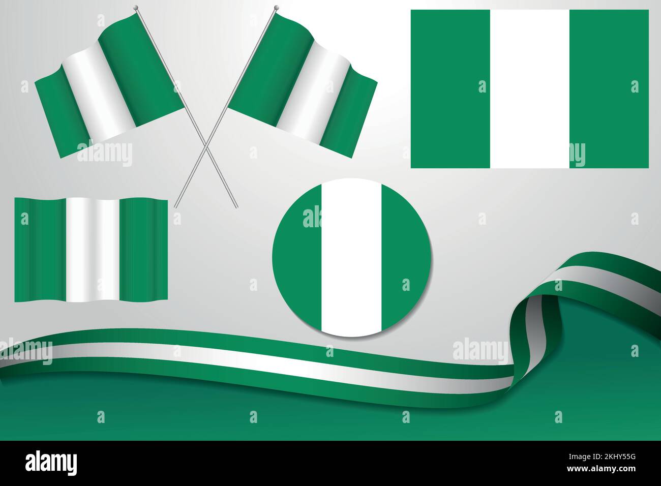 A vector set of different designs of the Nigerian National Flag in the ...