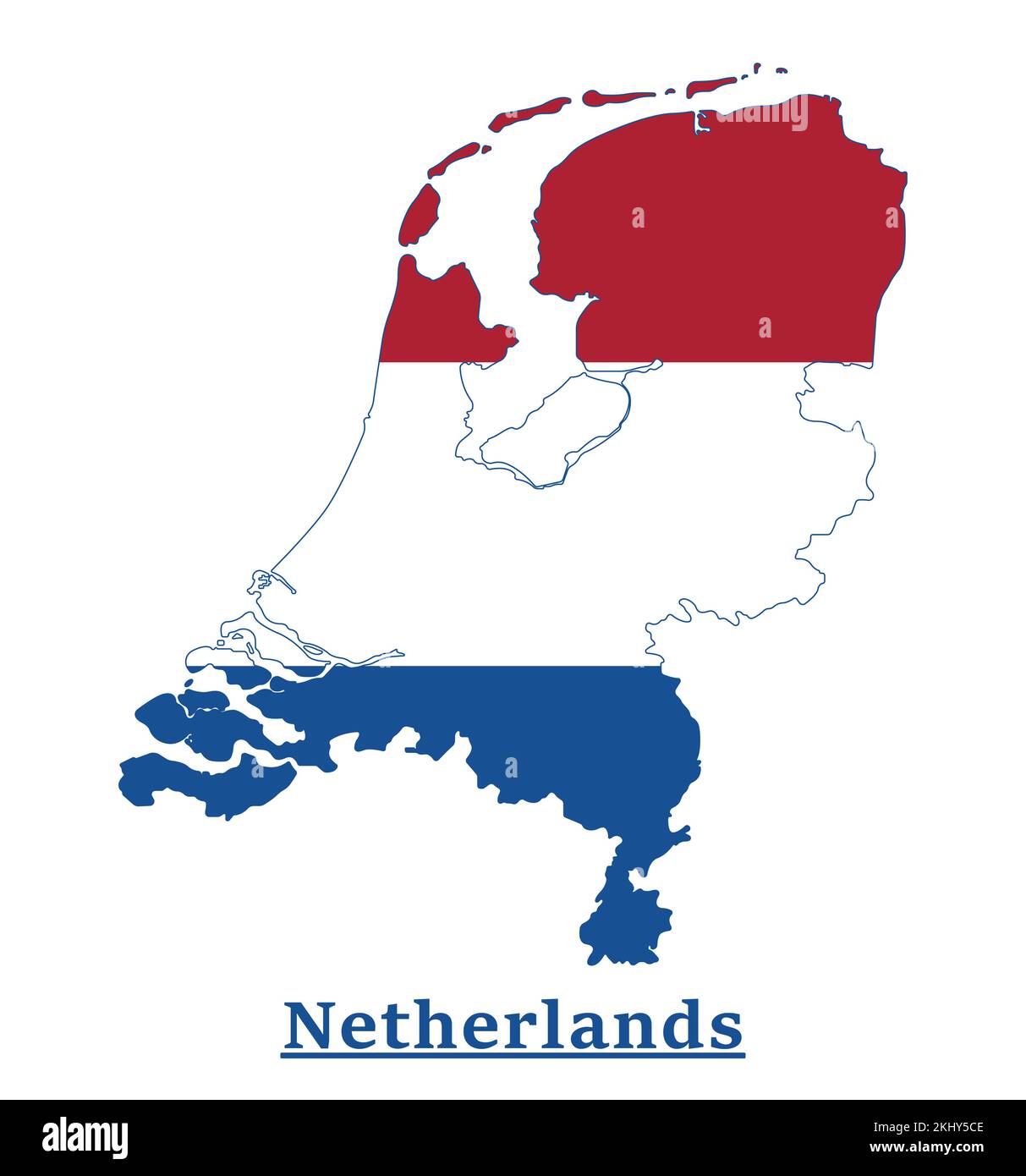 A vector illustration of the Dutch national flag design inside the map ...