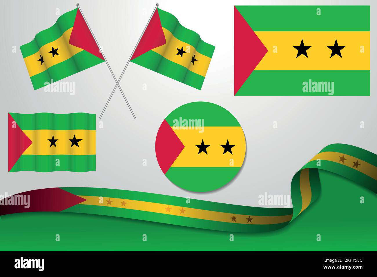 A vector set of different designs of the Sao Tomean National Flag in ...