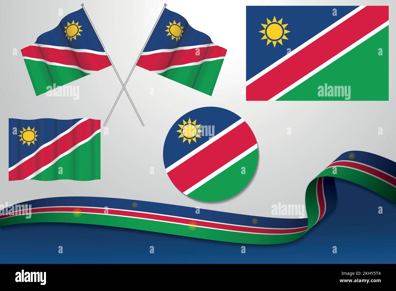 A vector set of different designs of the Namibian National Flag in the ...