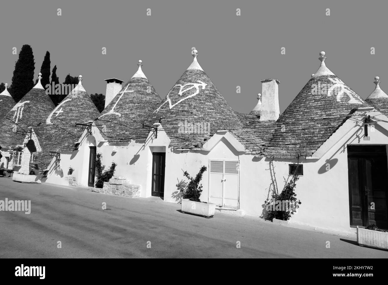 Trulli round houses in alberobello Black and White Stock Photos ...