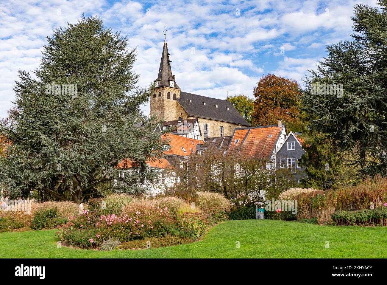 the historical centre of Essen Kettwig at the Ruhr river, Germany Stock ...