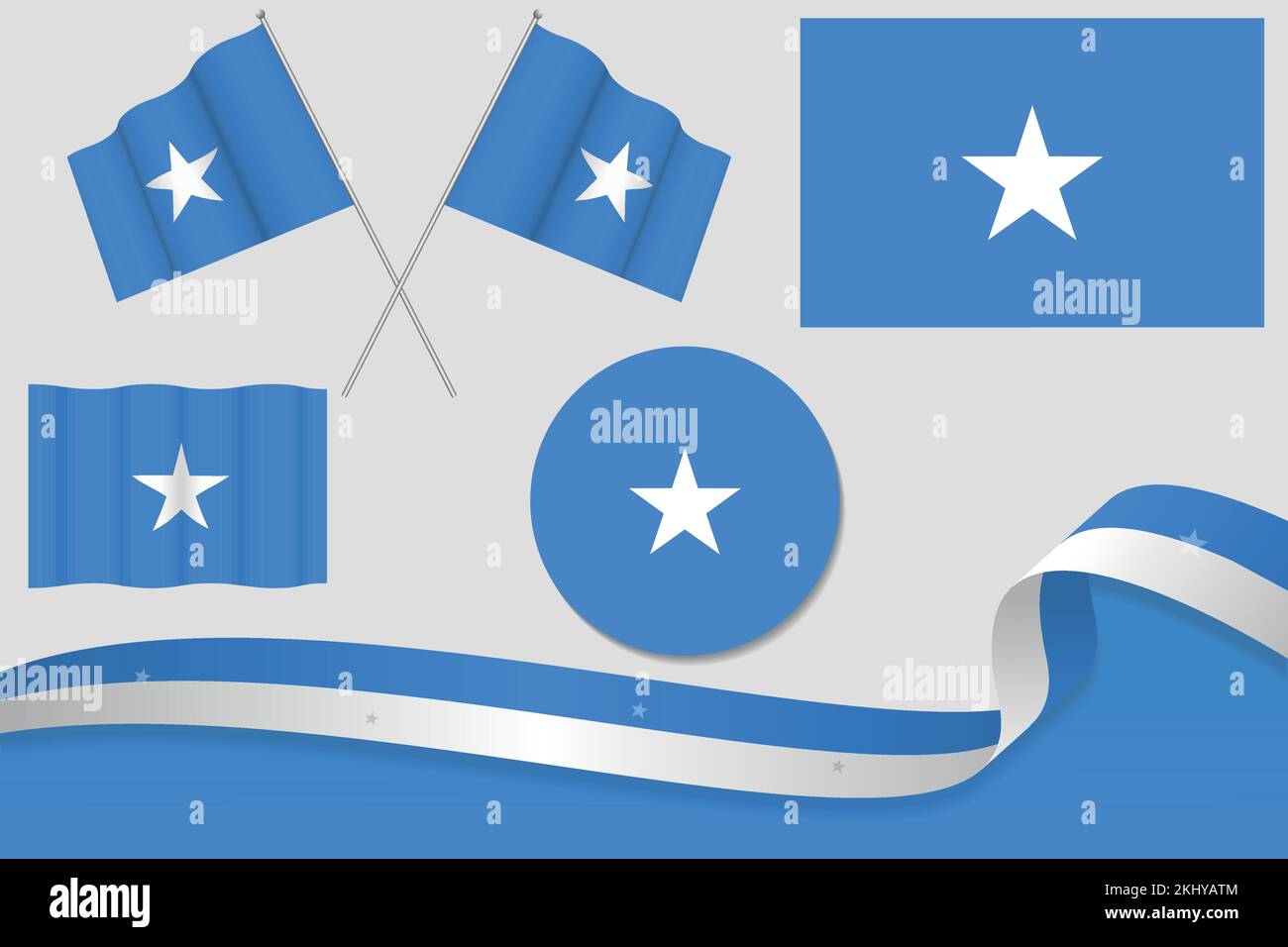 A vector illustration of a set of Somalia flags in different designs on ...