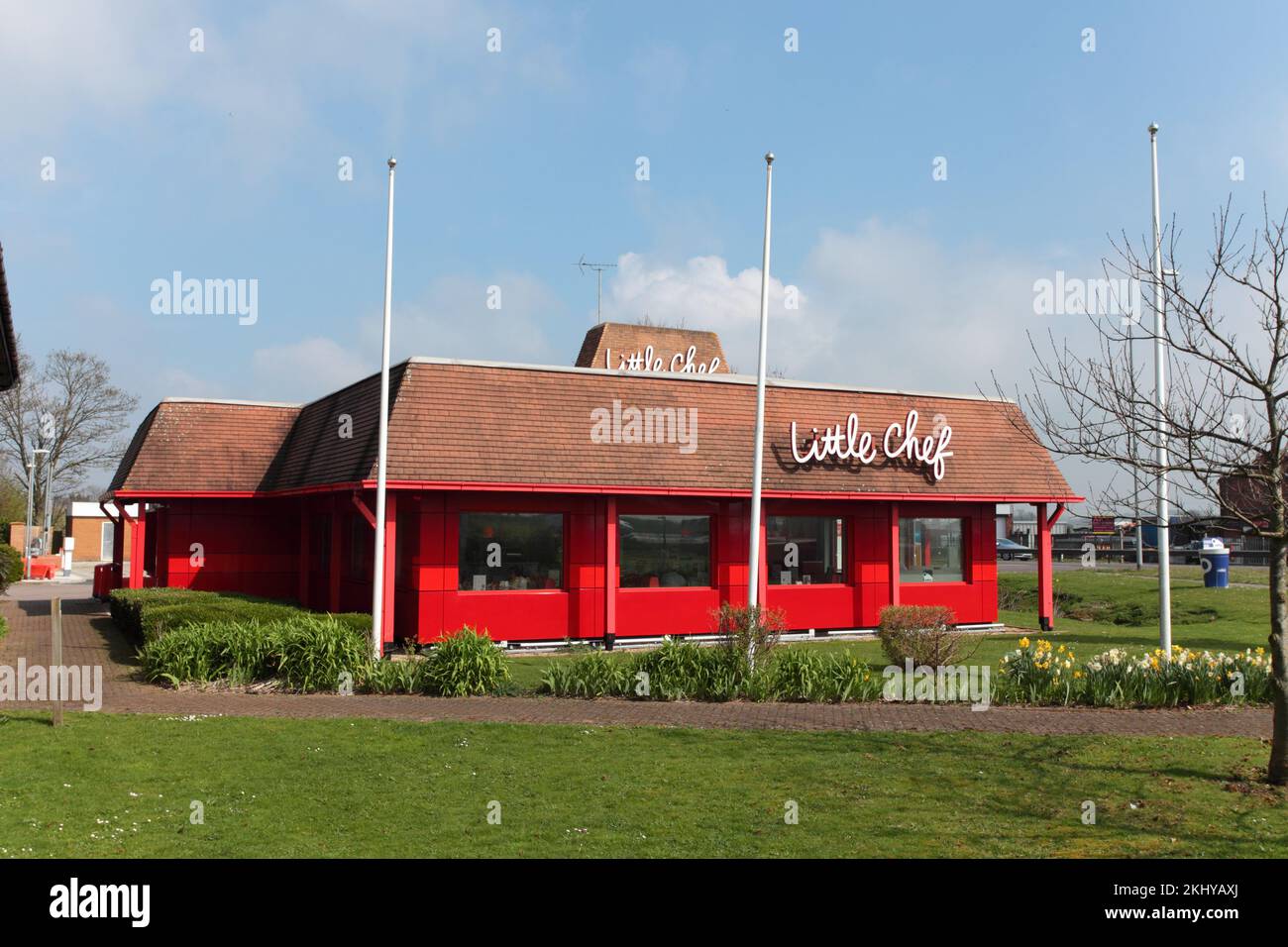 Little Chef restaurant, A1, Bedford, Wyboston Black Cat Stock Photo - Alamy