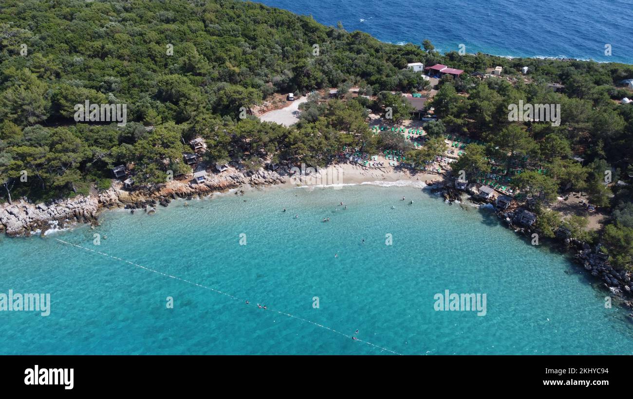 Mamaris - Incekum Beach Drone Photo, Gokova, Mugla, Turkey Stock Photo ...