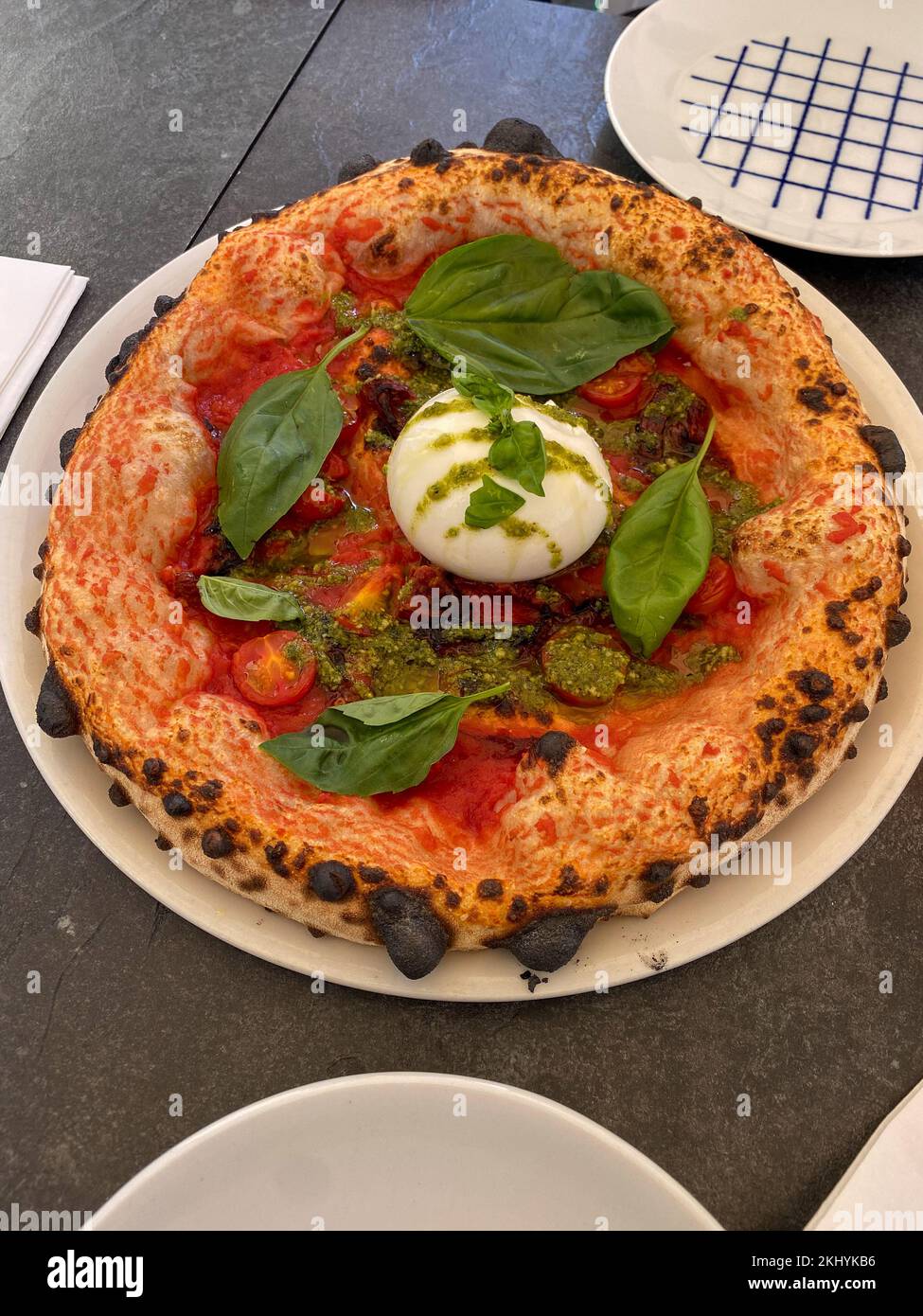 Neapolitan pizza with Burrata cheese Stock Photo - Alamy