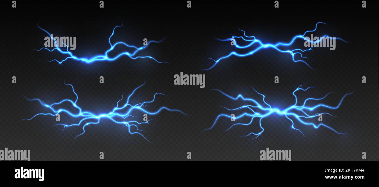 Thunderstorm lightning, thunderbolt strike, realistic electric zipper ...