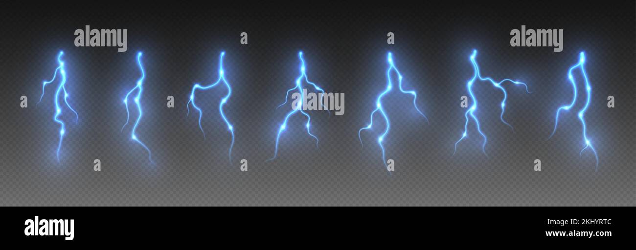 Thunderstorm lightning, thunderbolt strike, realistic electric zipper ...