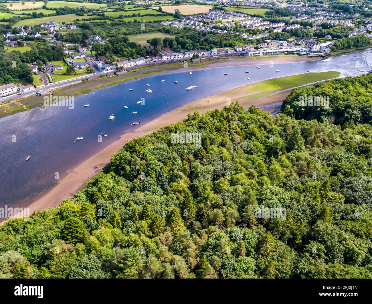 Aerial view of the river Moy at Ballina in County Mayo - Republic of ...