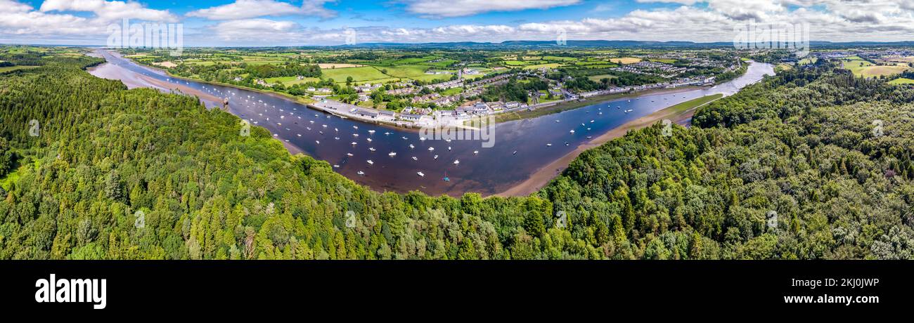 Aerial view of the river Moy at Ballina in County Mayo - Republic of ...