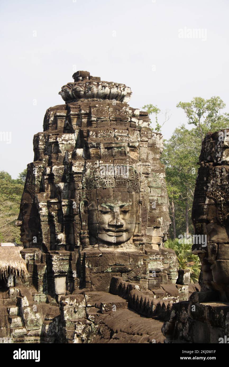 Face of king Jayavarman VII (bas relief), Bayon temple, Angkor Thom ...