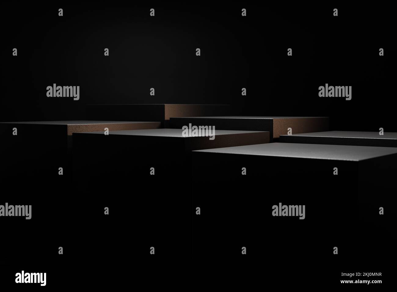 Black painted boxes with various heights and gold edge. Product ...