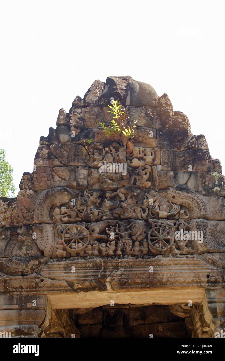 Pediment, Entrance, Preah Khan (Holy Sword) Temple, Siem Reap, Cambodia ...