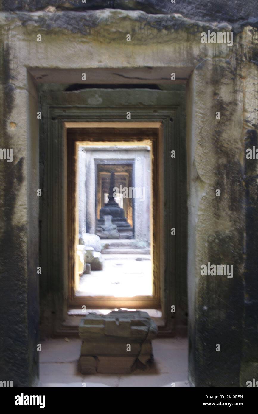 Gallery with Stupa, Preah Khan (Holy Sword) Temple, Siem Reap, Cambodia ...