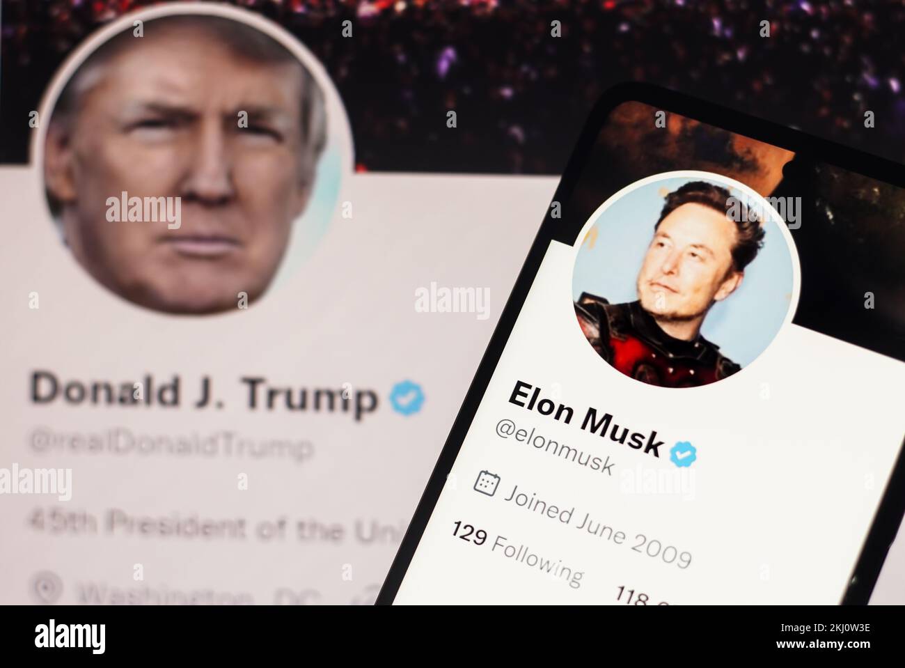 In this photo illustration, the Donald Trump Twitter account seen ...