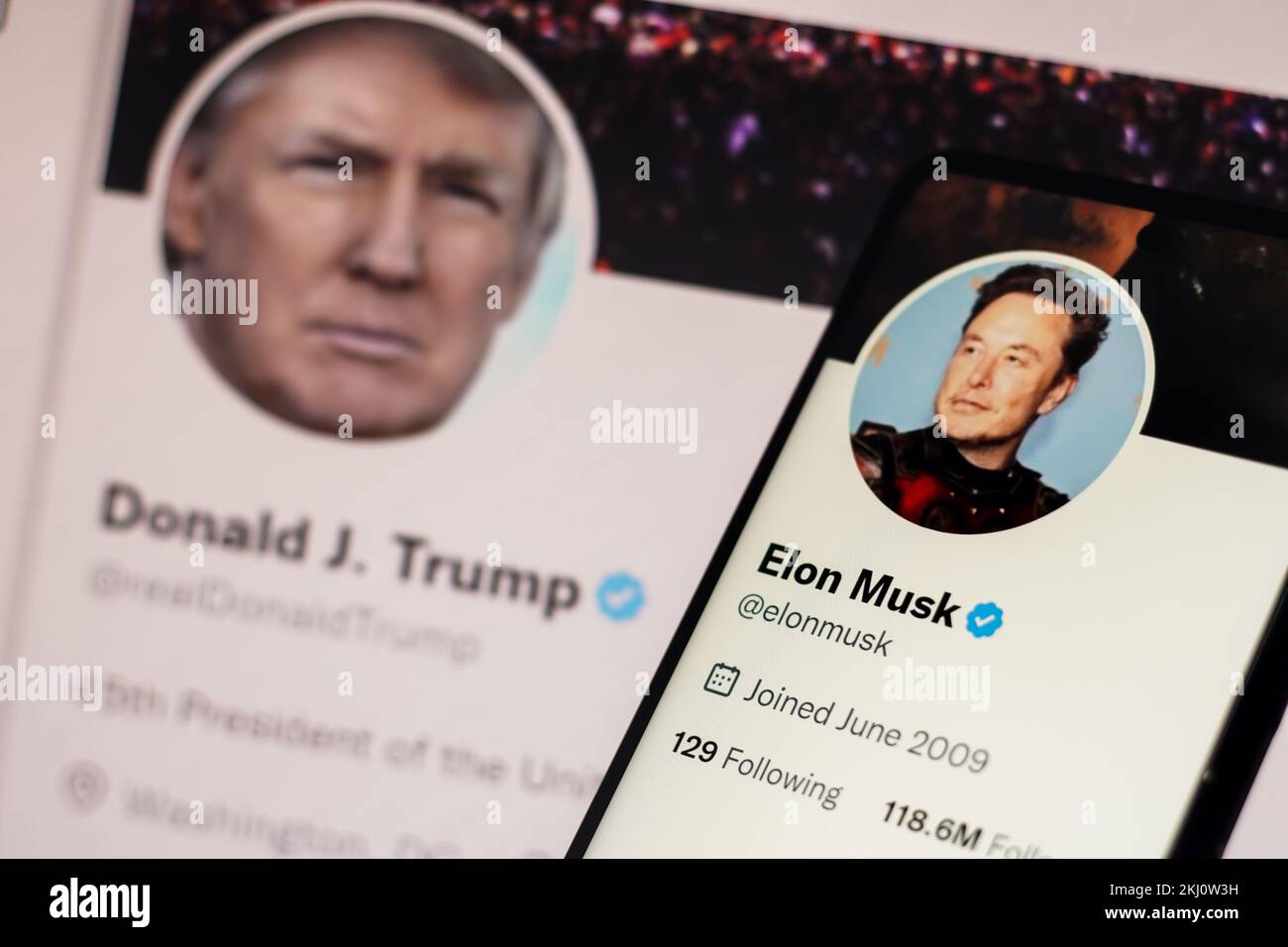 In this photo illustration, the Donald Trump Twitter account seen ...