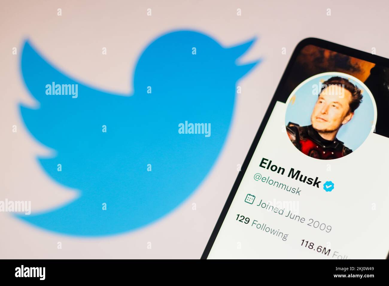 In this photo illustration, the Elon Musk Twitter account seen ...
