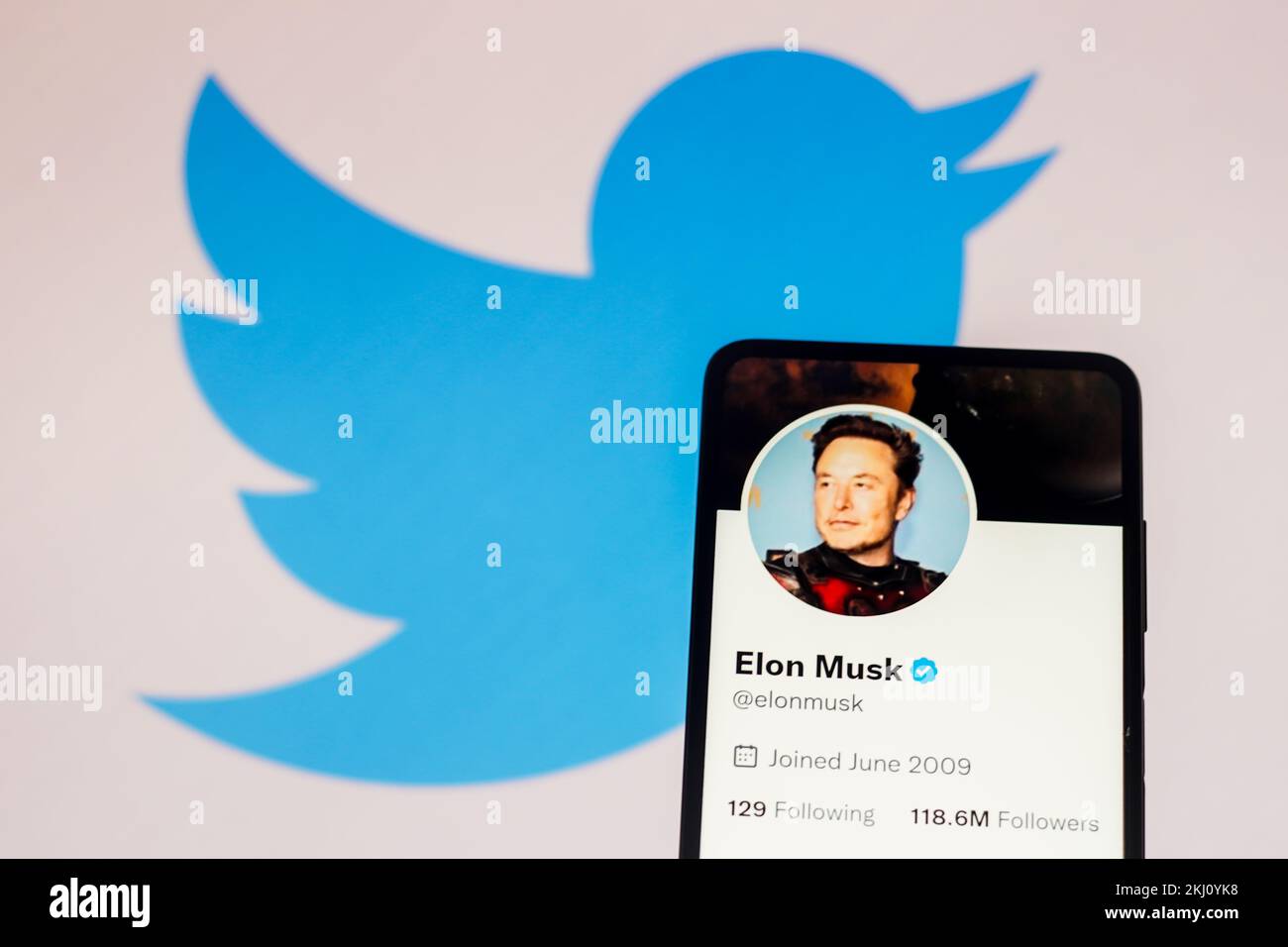 In this photo illustration, the Elon Musk Twitter account seen ...