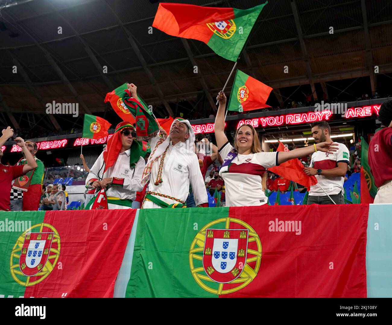 Portugal fans in the stands ahead of the FIFA World Cup Group H match ...