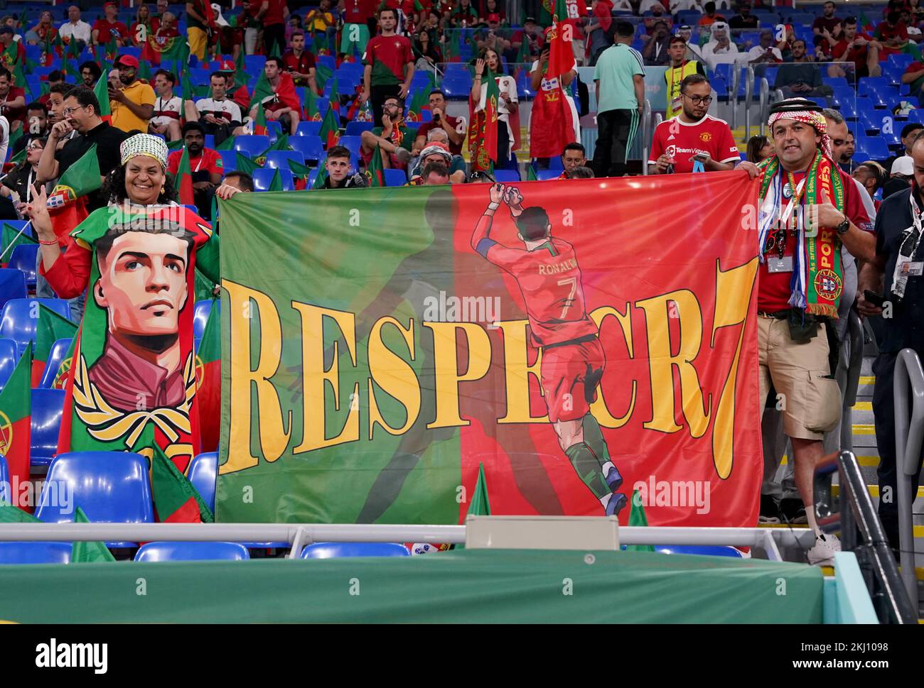 Portugal fans in the stands in support of Cristiano Ronaldo ahead of ...