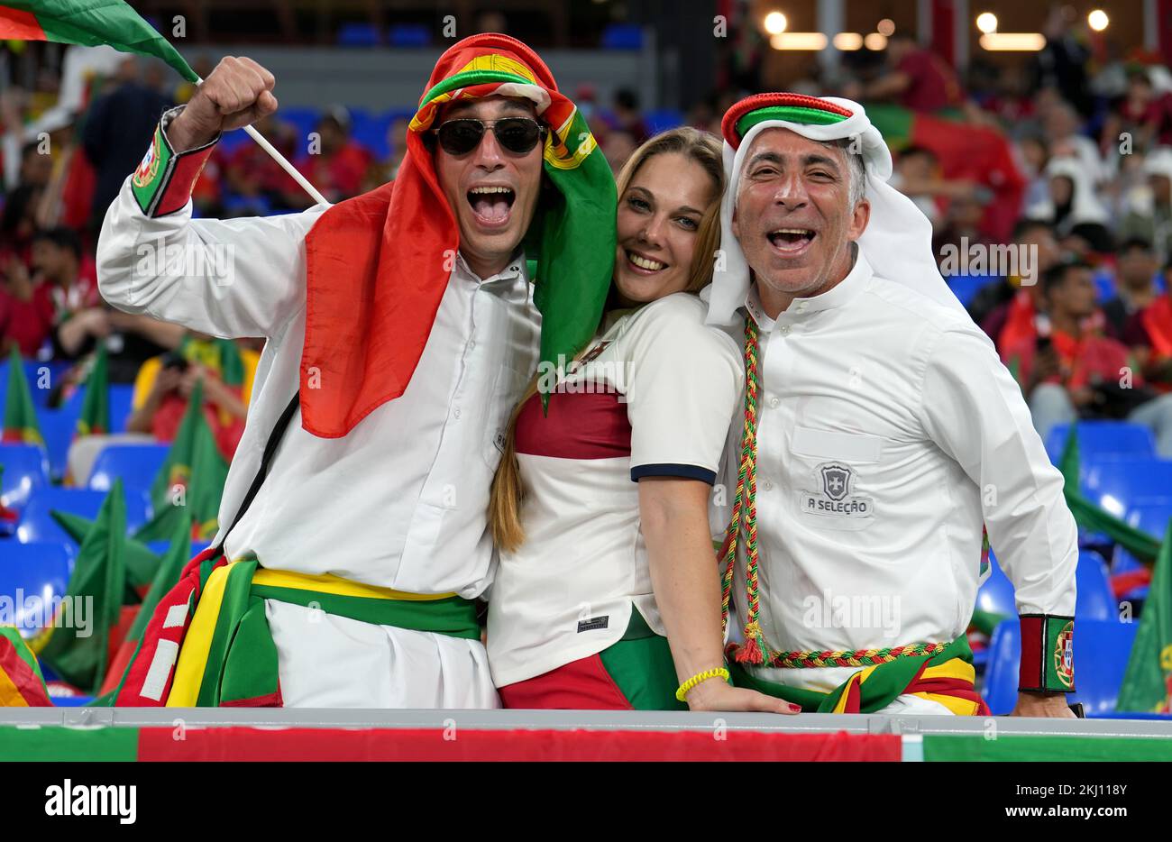 Portugal fans in the stands ahead of the FIFA World Cup Group H match ...